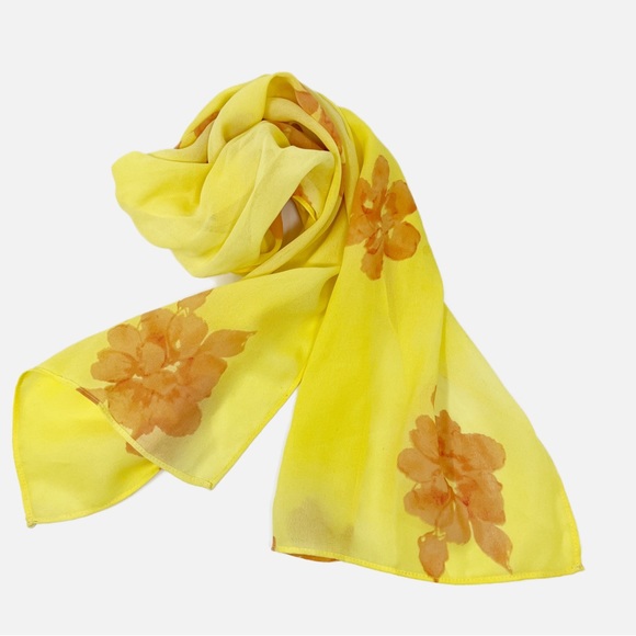 Accessories | Bright Floral Spring Scarf Yellow Orange | Poshmark